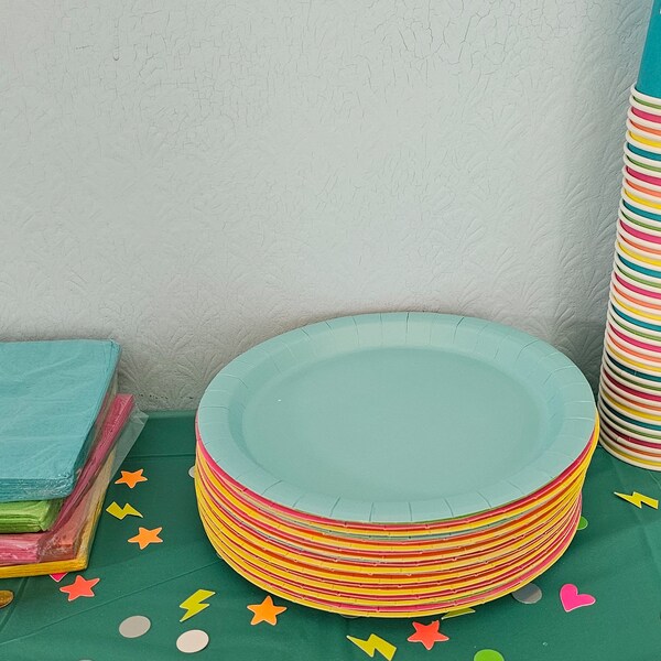 Beautiful Balloons 50 X 7 Inch Neon Paper Party Plate Range Plastic ...