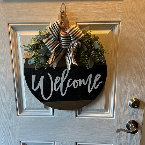 Front Door Decor Front Door Wreath Welcome Sign Front Door Sign Welcome ...
