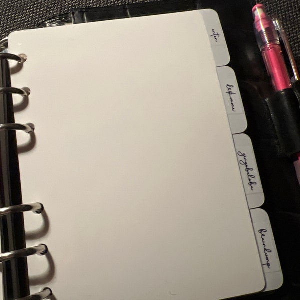 White PVC Planner Dividers With Custom Text on Tabs, Fits 6-ring ...