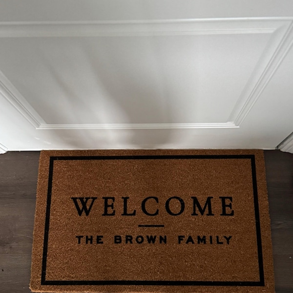 Monogrammed Coir Border Door Mat,monogram Border Personalized Doormat ...