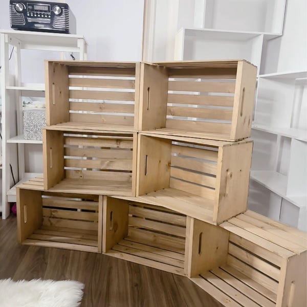 Wooden Crates for Building Shelves - Stackable Wooden Crate for ...