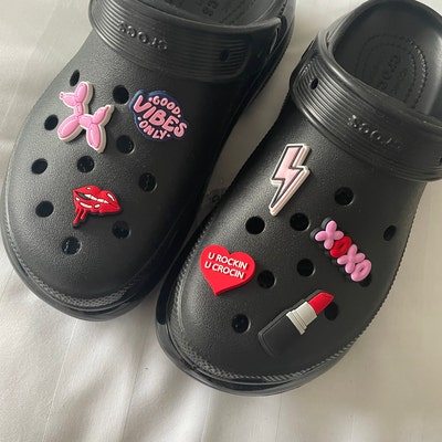 Croc Charm Pin Badge Cute 30 Designs Popular Phrases Black - Etsy UK