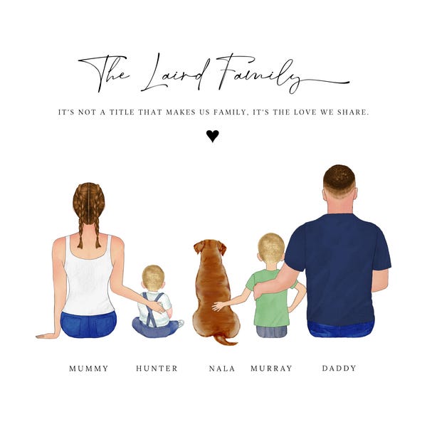 Custom Portrait Family Print, Personalized Gift for Family, Our Family ...