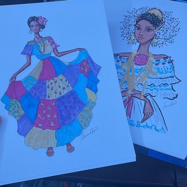 Panama Digital Art Print, Panamanian Woman With Pollera, Empollerada ...