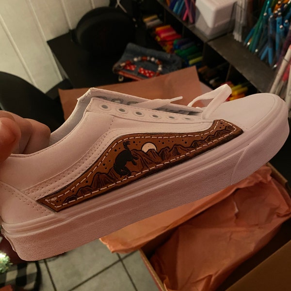 Tooled Bucking Horse Vans Western Vans Wyoming Spirit Custom Leather ...