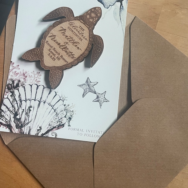 Turtle Summer Beach Wooden Save the Date Magnets Wood Wedding Magnets ...