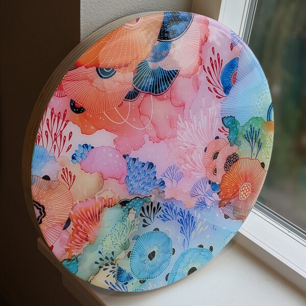 Resin Covered Print on Round Panel, Ascend - Etsy