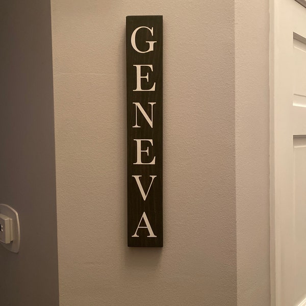 Vertical Name or Town Name Sign | Custom Gallery Wall Sign ...