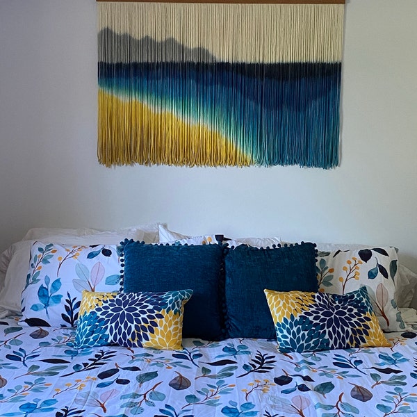 Large Dip Dye Macrame Wall Hanging Boho Wall Decor Dip Dye Fiber Art ...
