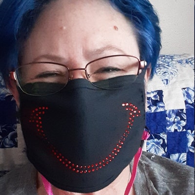 Smile Face Mask Rhinestone Smile Face Cover Three Rhinestone - Etsy