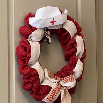 Nurse Wreath, Medical Wreath, Made to Order, School Nurse Wreath, Red ...