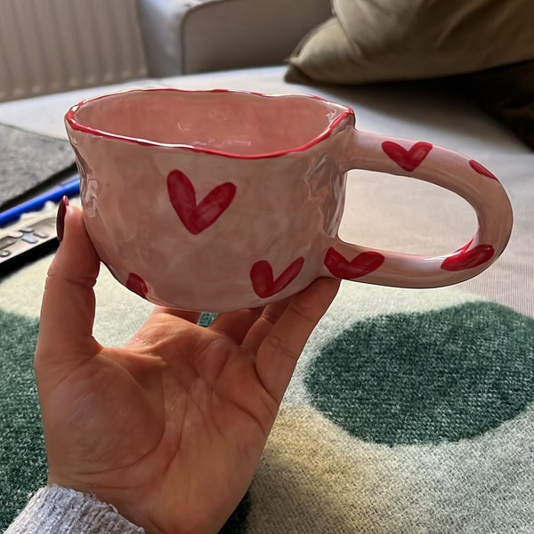 Handmade Ceramic Heart Mug, Custom Ceramic Mug, Unique Coffee Mug, Tea ...
