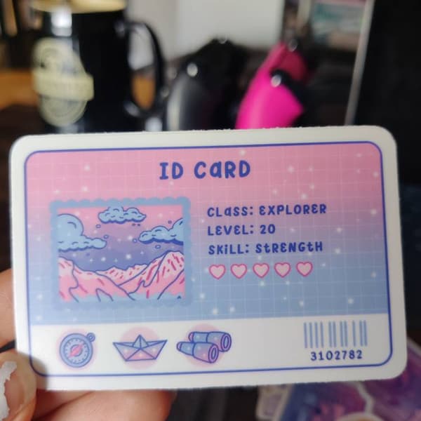 ID Card Aesthetic Vinyl Sticker | Waterproof, Waterbottle, Kawaii ...