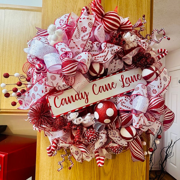 Candy Cane Lane Street Sign Front Door Sign Candy Canes Sign Front Yard ...