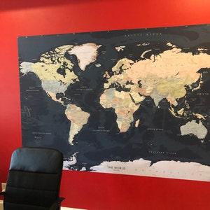 Giant World Map Wall Mural Removable Wallpaper Map of the | Etsy