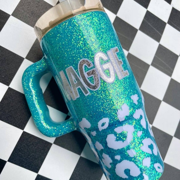 Neon Checkered Glitter Tumbler – Custom Epoxy Cup – Trendy 20 Oz/30 Oz ...