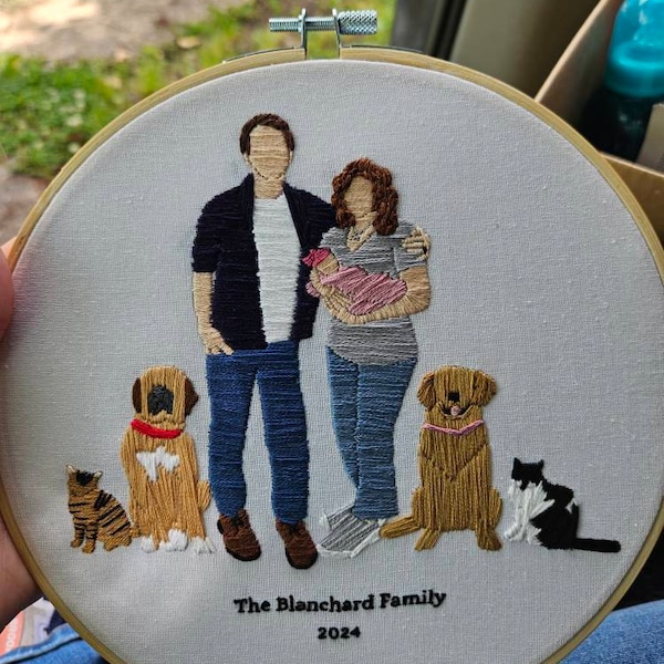 Custom Embroidered Portrait | Family Portrait | Friends Portrait ...