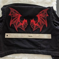 Red Demon Devil Wings Iron on Embroidery Patch Mtcoffinz Pair Choose ...