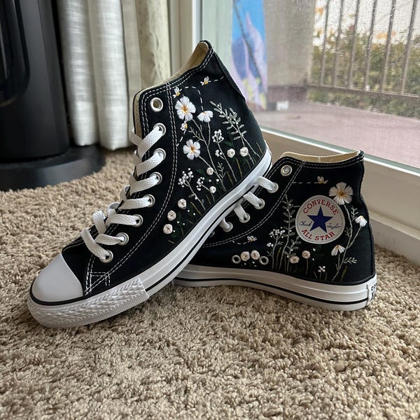 Custom Converse Chuck Taylor Daisy Embroidered Converse Shoes, Garden ...