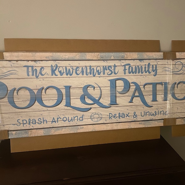 Pool and Patio Signs, Personalized Poolside Decor, Custom Rustic Pool ...