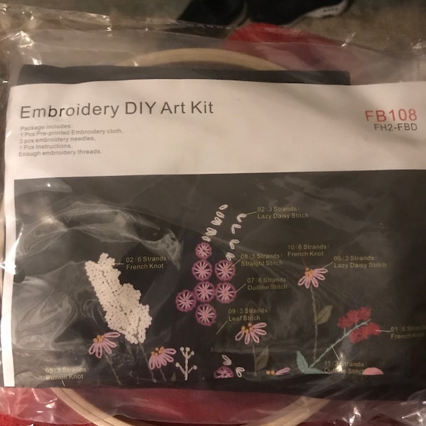 Embroidery Kit Canvas Bag,modern Flower Pattern Hand Embroidery Kit ...