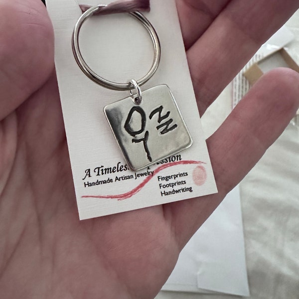 Fingerprint Circle Keychain, Thumb Print Key Ring, Custom Personalized ...