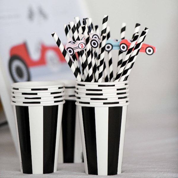 Vintage Race Car Paper Straws | Race Car Party Decorations, Fast One ...