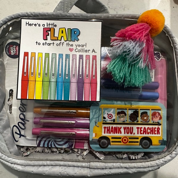 Back to School Teacher Gift Tag, Flair Pen Gift Tag, First Day of ...