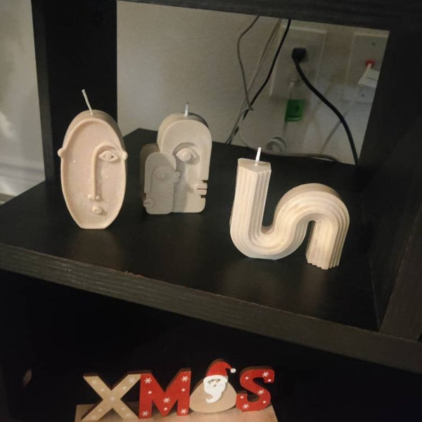 Face Duo Candle, Set of 2 Abstract Face Candle Handmade, Soy Wax Candle ...