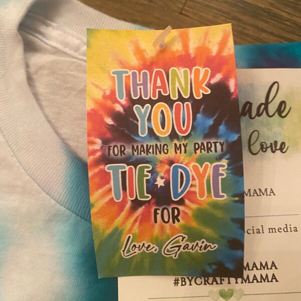 Editable Tie Dye Favor Tags Gift Tag Boy Tie Dye Birthday Thank You ...