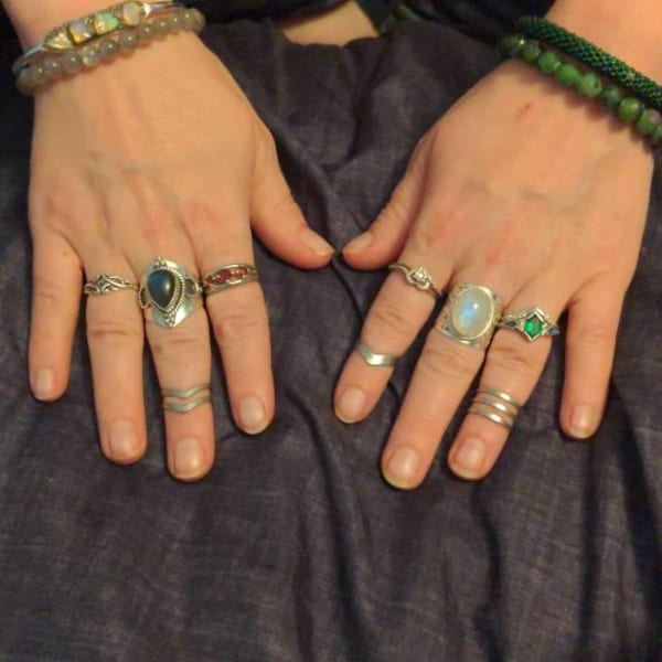 Aquamarine Stars and Moon Fidget Ring | Sterling Silver Celestial ...