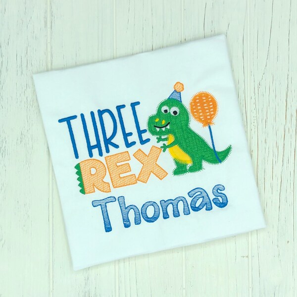 Three Rex 3rd Birthday Digital Machine Embroidery Design 4 Sizes, 3rd ...