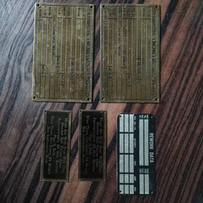 1 Vintage Brass Army Machine Identification Plate - Etsy