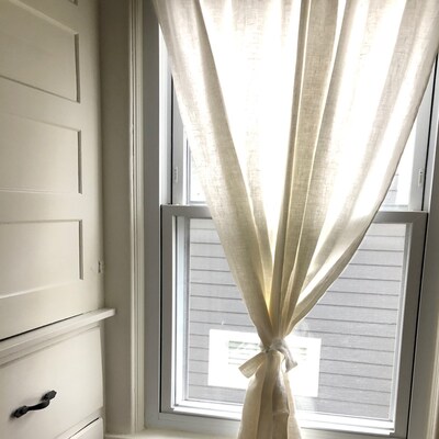 Linen Curtain-linen Panel Washed Linen Curtain With Rod Pocket and Head ...