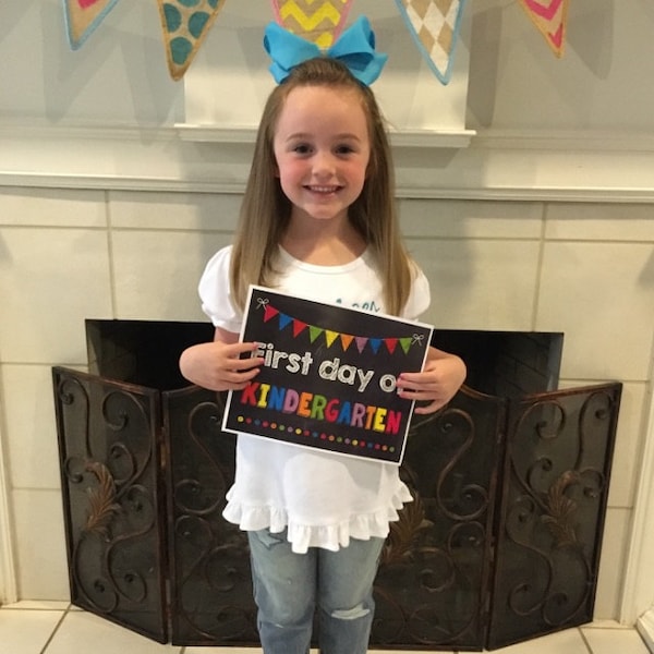 First Day of Kindergarten K School Chalkboard Sign Poster Chalk Back to ...