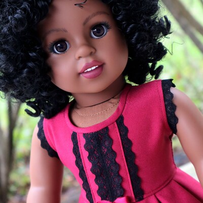 Doll Dress for American Girl Doll. Maroon Silk, Lurex Stretch Classic ...