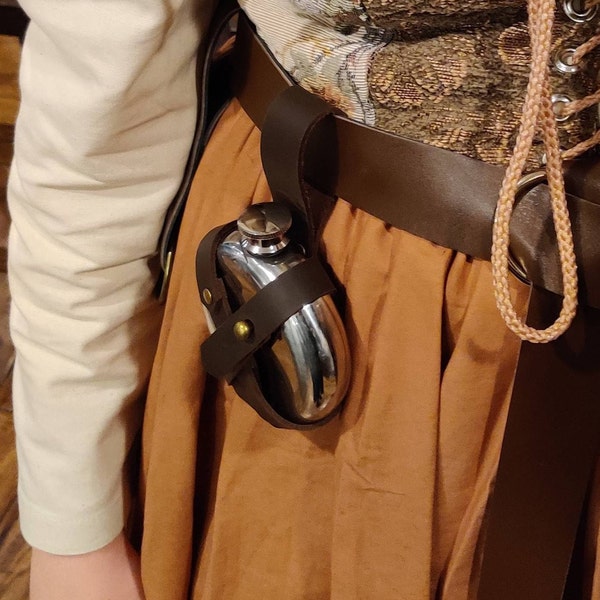 Potion Flask to Put on a Belt, Metal Flask With Leather Support, SCA ...