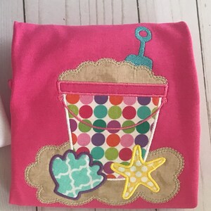 Summer Beach Sand Pail With Shells Embroidery Design Machine Applique ...