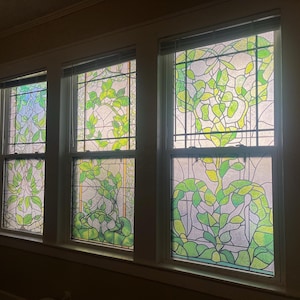 Custom Size Bamboo Leaf Pattern Window Film Frosted Privacy Sun ...