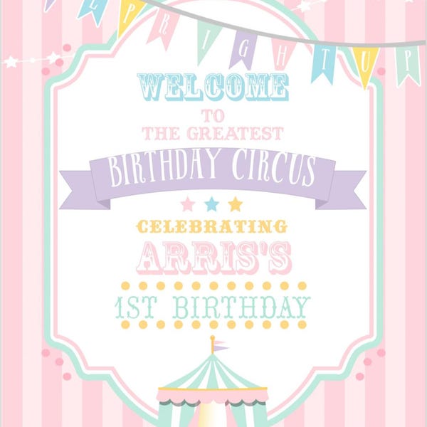 PRINTABLE Red & Pink Circus/carnival Sign- Stripes | Measures 24" X 36 ...