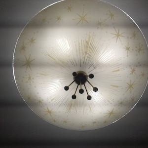 654 Antique/vtg 1940's Art Deco Ceiling Light Lamp Fixture Glass Re ...