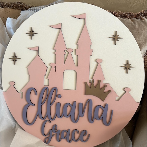 Custom Princess Castle Name Sign: Laser Cut Wood Nursery Decor - Etsy