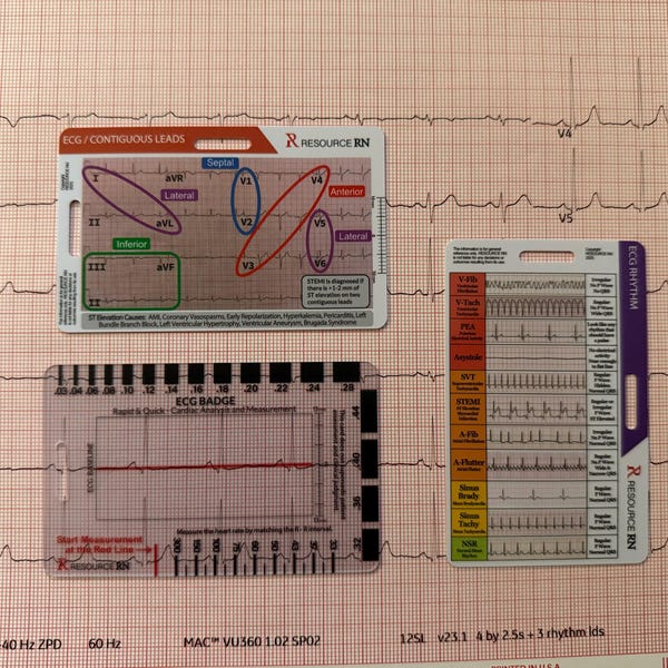 EKG STEMI Reference Tool - Horizontal and Vertical Badge Card Pocket ...