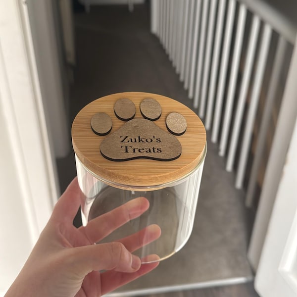 Personalised Dog Treat Glass Storage Jars, Pawprint Dog Snacks ...