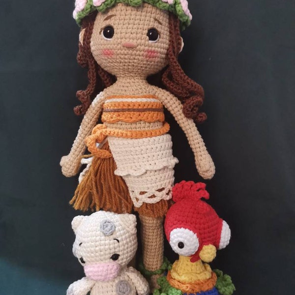 Eng-esp Hawaii Girl,rooster and Pig Pattern - Etsy