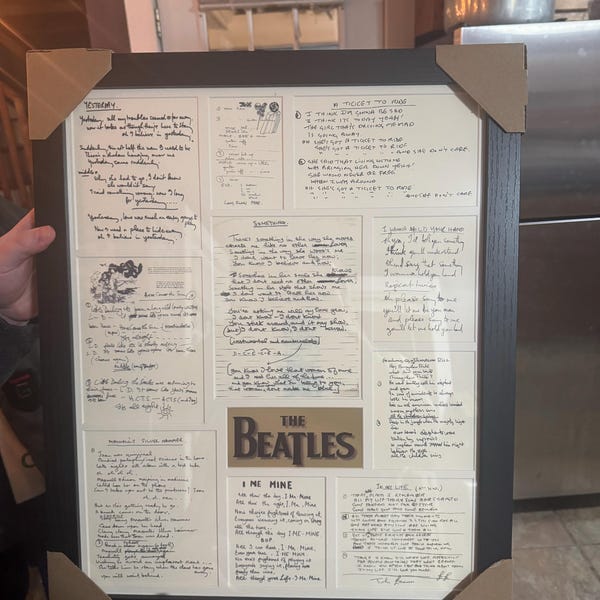 The Beatles Original Handwritten Lyrics Display Framed Montage #1 - Etsy