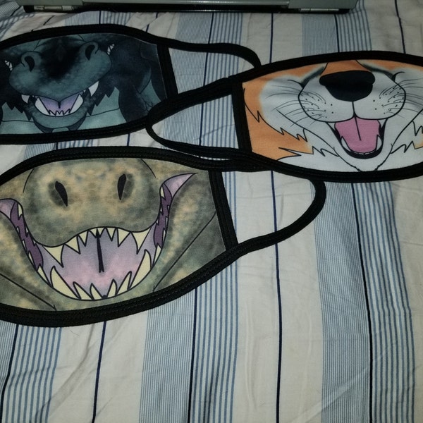Dragon Reusable Three Layer Fabric Face Mask - 6 Colors Available - Etsy