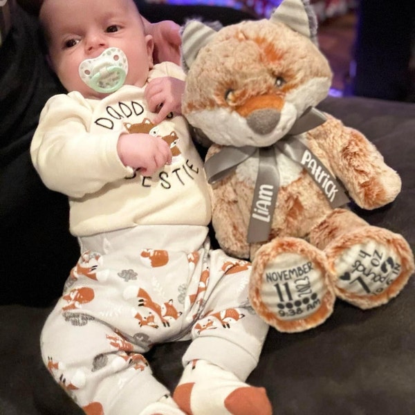 Fox Birth Stats Stuffed Animal, Personalized Plush Fox Birth ...