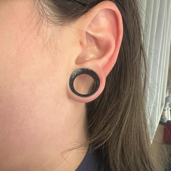 Glitter Black Alien Skinz Soft Silicone Ear Plugs Tunnels Gauges ...