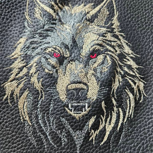Mystic Wolf Head Embroidery Design - Dark Fabric Totemic Beast, Fairy ...